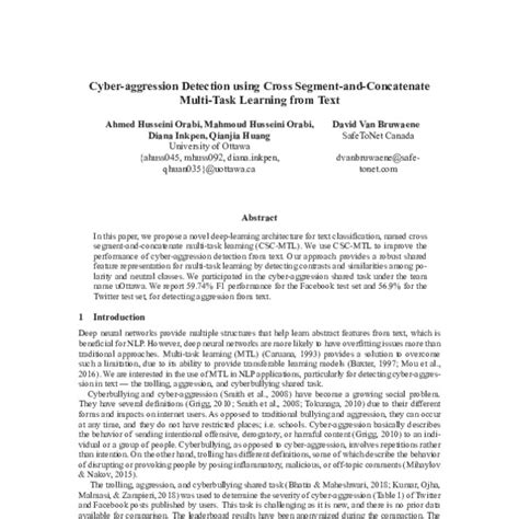 Cyber Aggression Detection Using Cross Segment And Concatenate Multi Task Learning From Text