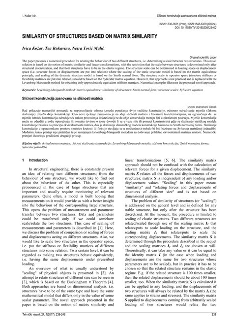 Pdf Similarity Of Structures Based On Matrix Similarity