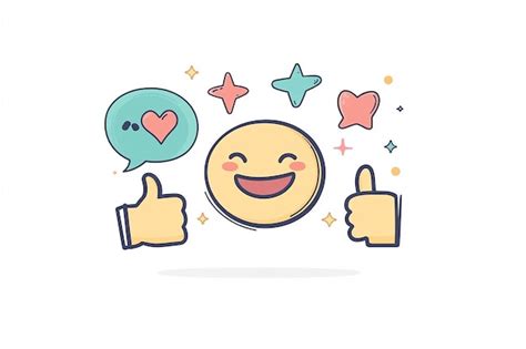 A Cartoon Drawing Of A Smiley Face With The Words Thumbs Up Premium