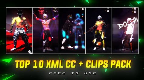 Top 10 Xml Cc Clips Ff New Lobby Clips Pack 💫 Ff Emote Clips 🔥 Ff Clips Youtube
