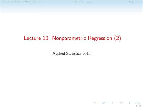 Ppt Lecture 10 Nonparametric Regression 2 Applied Statistics