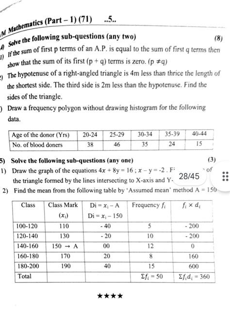 Mathematics Part 1 715solve The Following Sub Questions Any