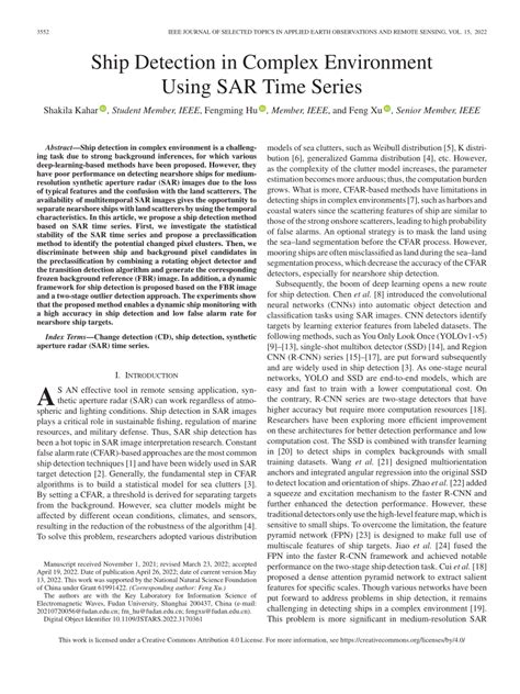 Pdf Ship Detection In Complex Environment Using Sar Time Series