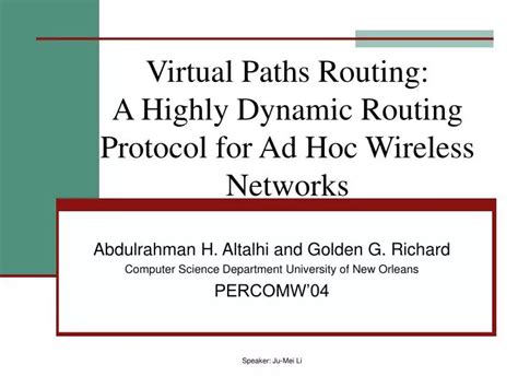 ppt virtual paths routing a highly dynamic routing protocol for ad