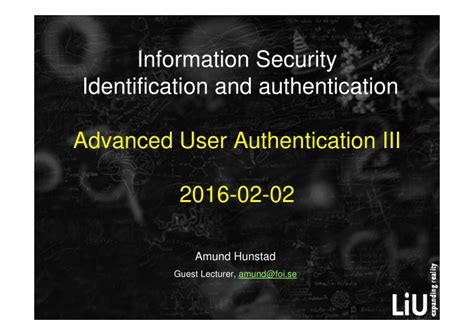Ppt Information Security Identification And Authentication Advanced
