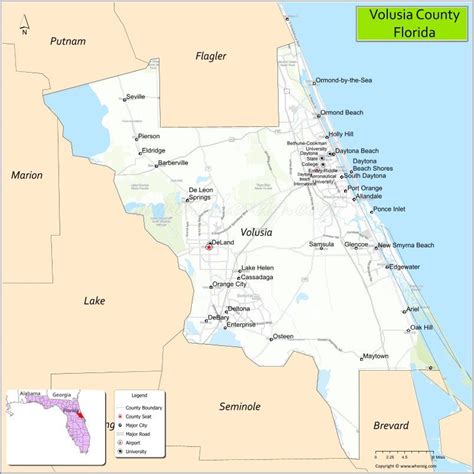 Map Of Volusia County Florida Cities Population Highways