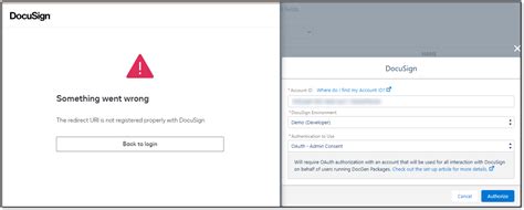 the redirect uri is not registered properly with docusign community