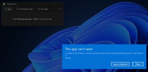 windows 11 snipping tool this app can t open error message super user