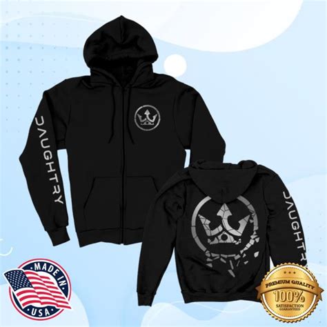 Daughtry Official Merch Crown Zip Up Hoodie Black Newest Fashion Trends