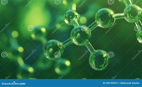 Chemical Structure Of Ethanol Molecule On Green Background Representing Molecular Science Stock