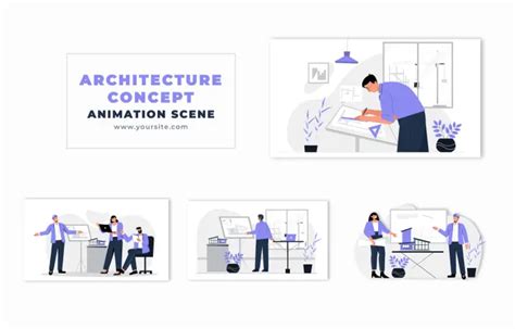 Architecture Workflow Concept Vector 2d Design Animation Scene After Effects Templates