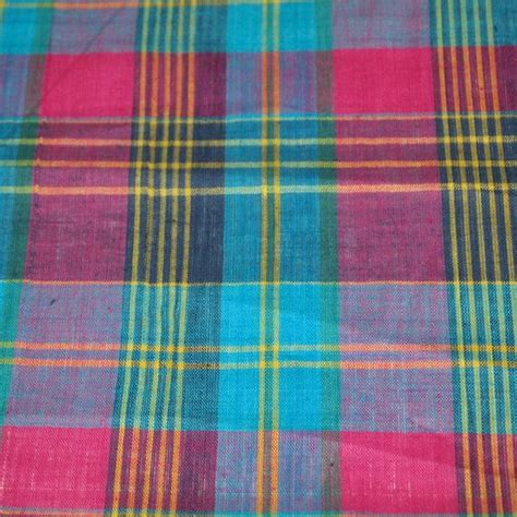 Sale Vintage 80s Madras Cotton Fabric Featuring Great Plaid Etsy