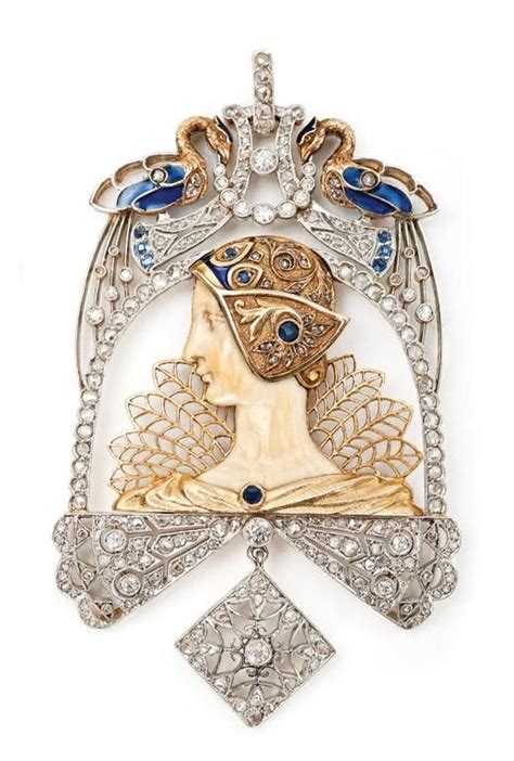 An Important Gold Ivory Plique A Jour Enamel Diamond And Sapphire