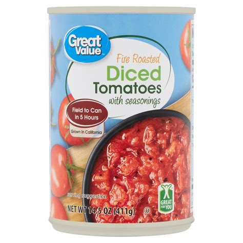Great Value Fire Roasted Diced Tomatoes 145 Oz With Seasonings Grown