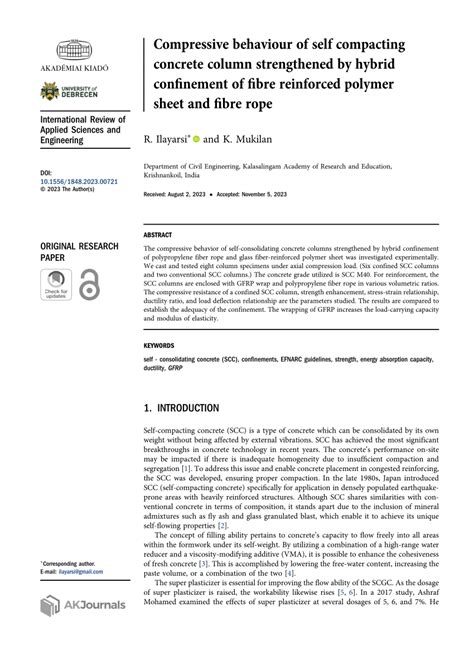 Pdf Compressive Behaviour Of Self Compacting Concrete Column Strengthened By Hybrid