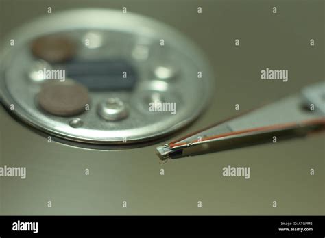 Close Up Of Hard Disk Drive Read Write Head Stock Photo Alamy