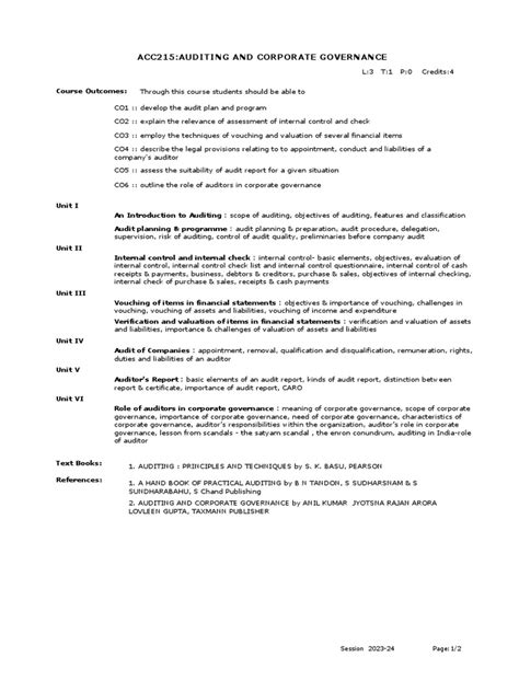 syllabus acc215 auditing and corporate governance pdf audit