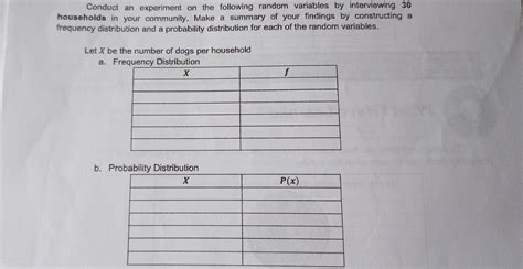 Solved Conduct An Experiment On The Following Random Variables By