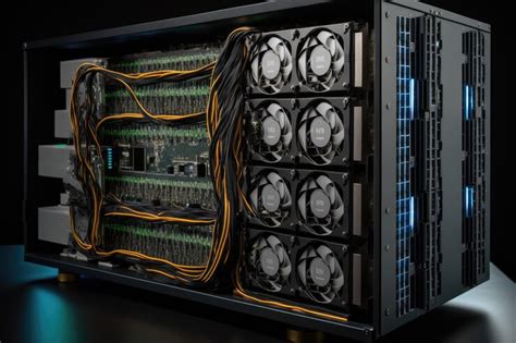 Premium Ai Image Bitcoin Mining Rig With Rows Of Powerful Gpus