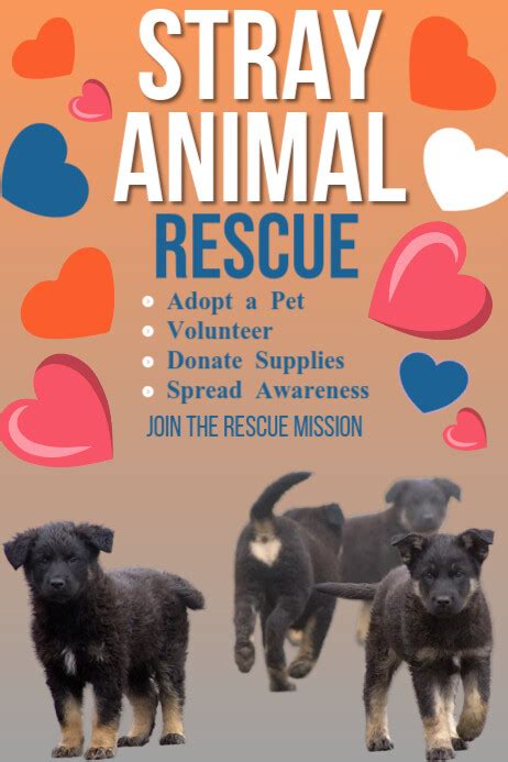 Brown Joyful Stray Animal Rescue Poster Template Postermywall