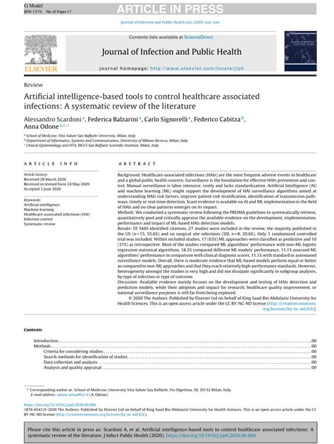 Pdf Artificial Intelligence Based Tools To Control Healthcare Associated Infections A