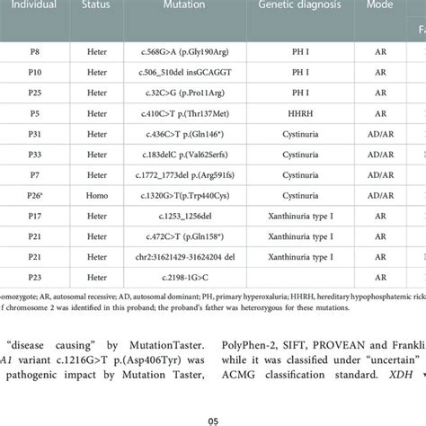 Likely Pathogenic Mutations Of Four Genes Detected In 11 Individuals