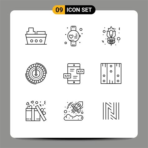 Group Of 9 Modern Outlines Set For Arrows Reduce Flower Lower Cost