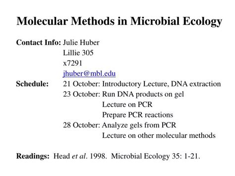 Ppt Molecular Methods In Microbial Ecology Powerpoint Presentation