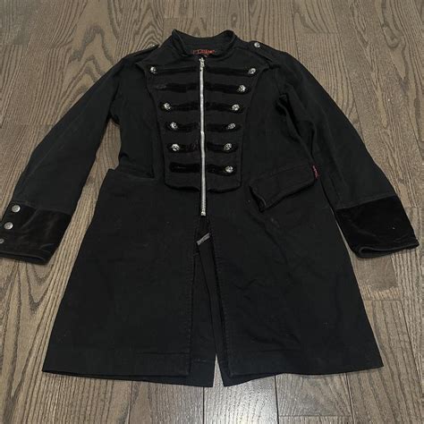 Tripp Nyc Black Gothic Military Jacket With Skull Depop