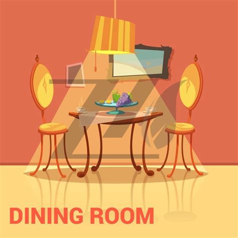 دانلود وکتور تصویری کارتون اتاق غذاخوری طرح میز و صندلی دو نفره دانلود رایگان فایل لایه باز