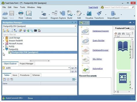 Using Postgresql Database On Localhost With Toad Data Point