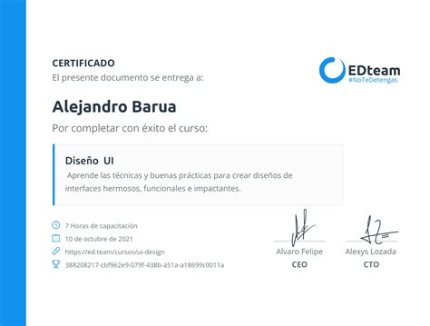 Certificado De Alejandro Barua Del Curso Diseño Ui Edteam