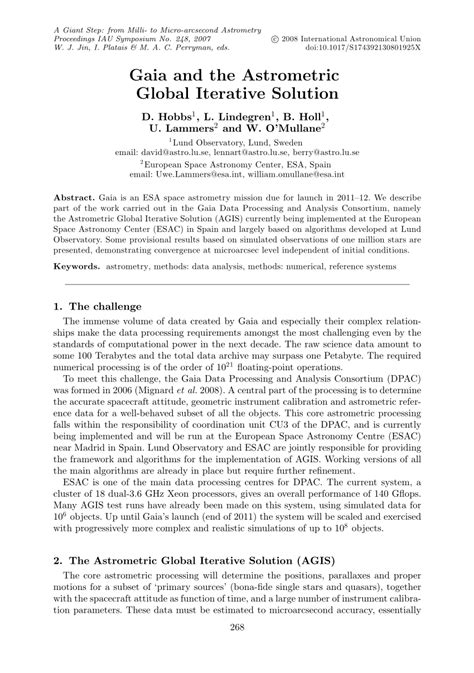 Pdf Gaia And The Astrometric Global Iterative Solution