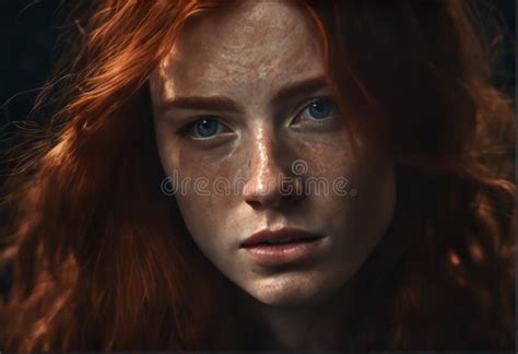 Redhead Girl With Red Lips Redhead Girl With Red Lips Redhead Woman With Red Hair Stock