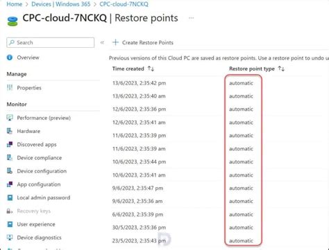 Create Manual Restore Points For Cloud Pcs In Windows