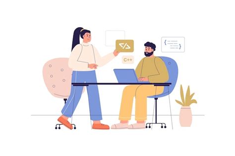 Premium Vector Team Developers Web Concept With People Scene Man And