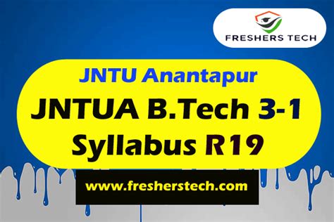 JNTUA B TECH Syllabus R Books PDF Rd Year Copy Download