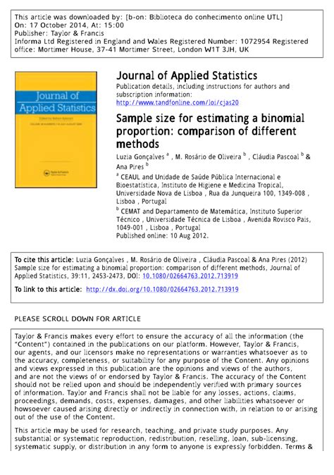 Pdf Sample Size For Estimating A Binomial Proportion Comparison Of