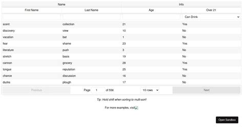 React Table Custom Filtering Codesandbox