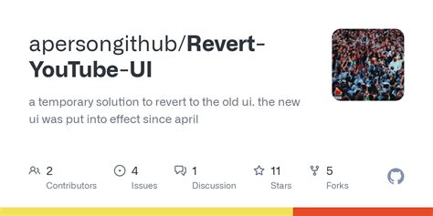 Github Apersongithub Revert Youtube Ui A Temporary Solution To Revert To The Old Ui The New