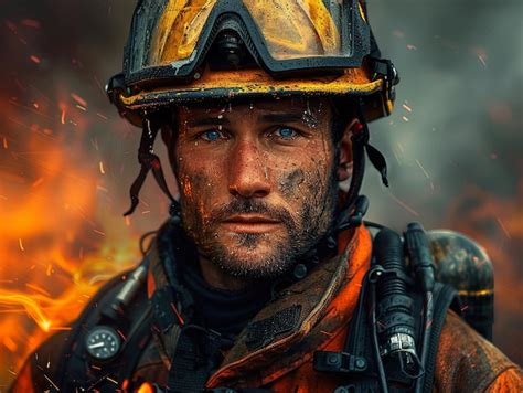 A Firefighter Wears A Helmet And Has The Word Fire On It Premium Ai Generated Image