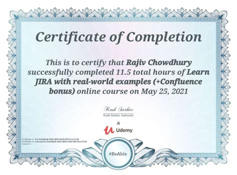 Rajiv Chowdhury On Linkedin Certificateofcompletion Jira Confluence Udemycourse