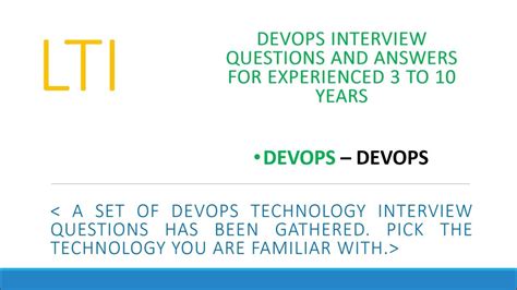 Lti Devops Interview Questions And Answers 3 To 10 Years Experienced Devops Devops Youtube