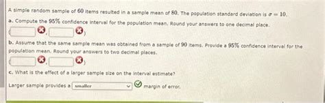 Solved A Simple Random Sample Of Items Resulted In A Chegg