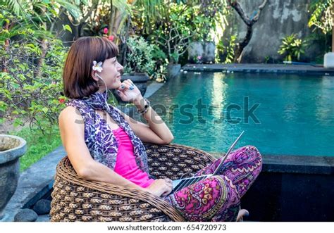 Sexy Woman Laptop Computer On Lounge Stock Photo Shutterstock