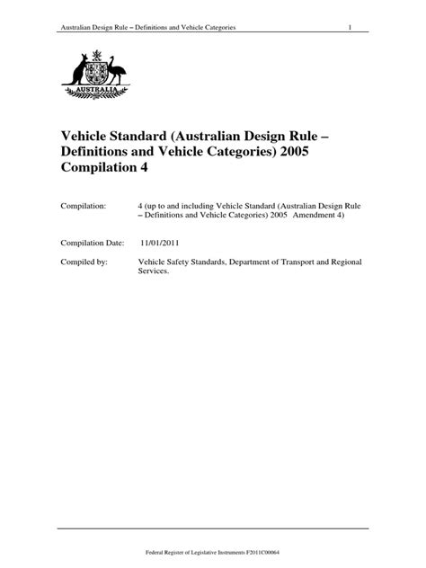 australian design rule definitions and vehicle categories pdf