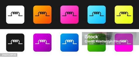 Set Inductor In Electronic Circuit Icon Isolated On Black And White Background Vector Stock