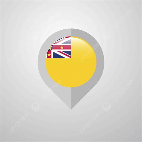 Map Navigation Pointer With Niue Flag Design Vector Location Object