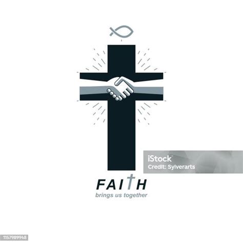 기독교 예수 벡터 기호 기독교 종교 아이콘에 진정한 믿음을 교차합니다 신앙과 종교는 사람들을 하나로 모읍시다 개념에 대한 스톡 벡터 아트 및 기타 이미지 Istock