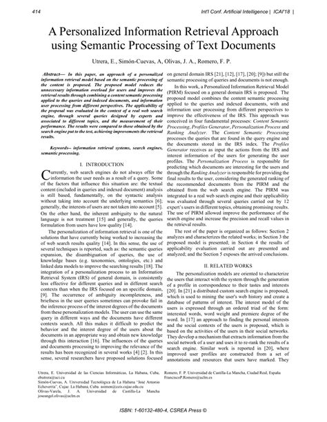 Pdf A Personalized Information Retrieval Approach Using Semantic Processing Of Text Documents